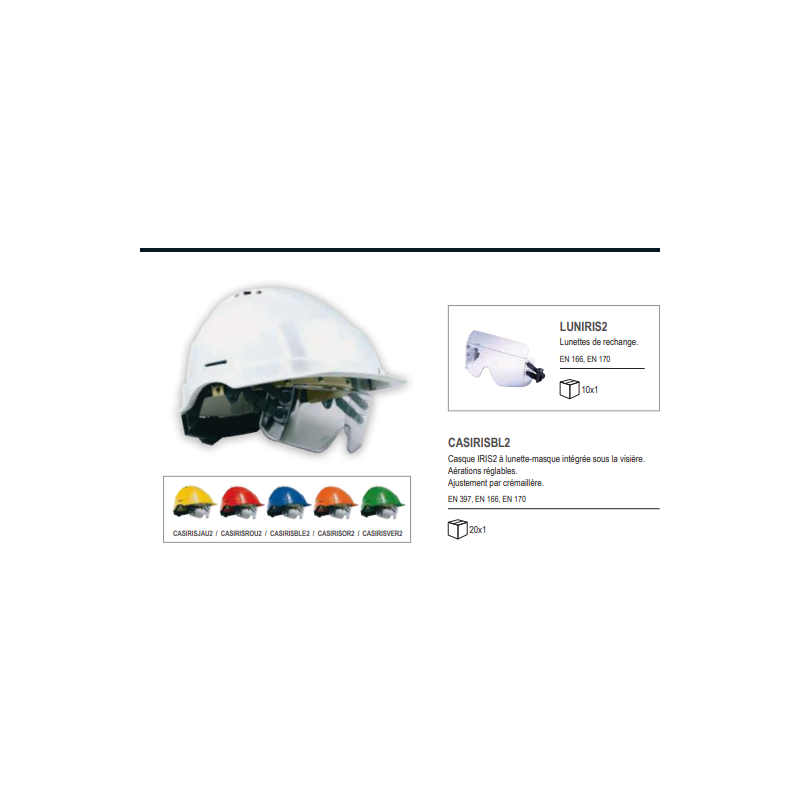 CASQUE IRIS2 à lunette masque intégré sous la visière CASIRISBL2
