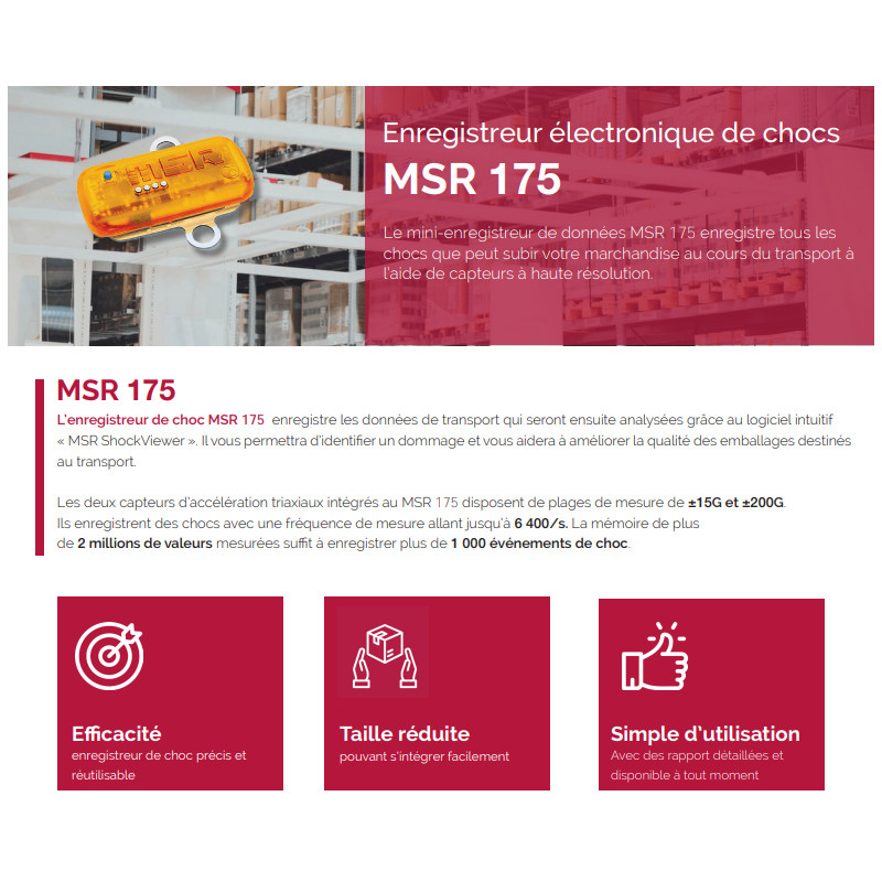 Boitier enregistreur de chocs de température d'humidité de pression et ...