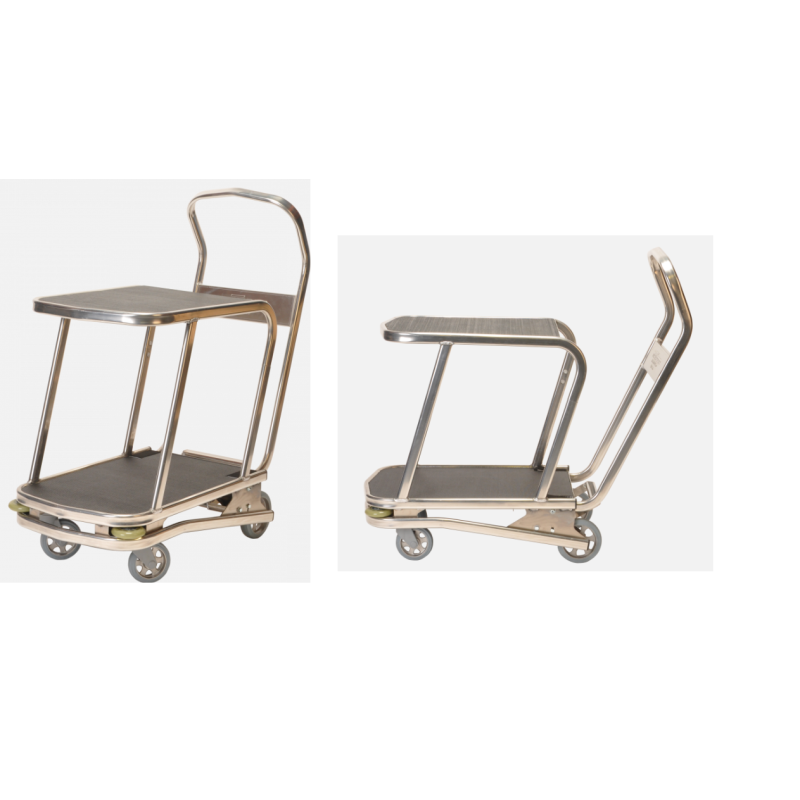 chariot de manutention en aluminium à roulettes 2 plateaux 750x490mm ...